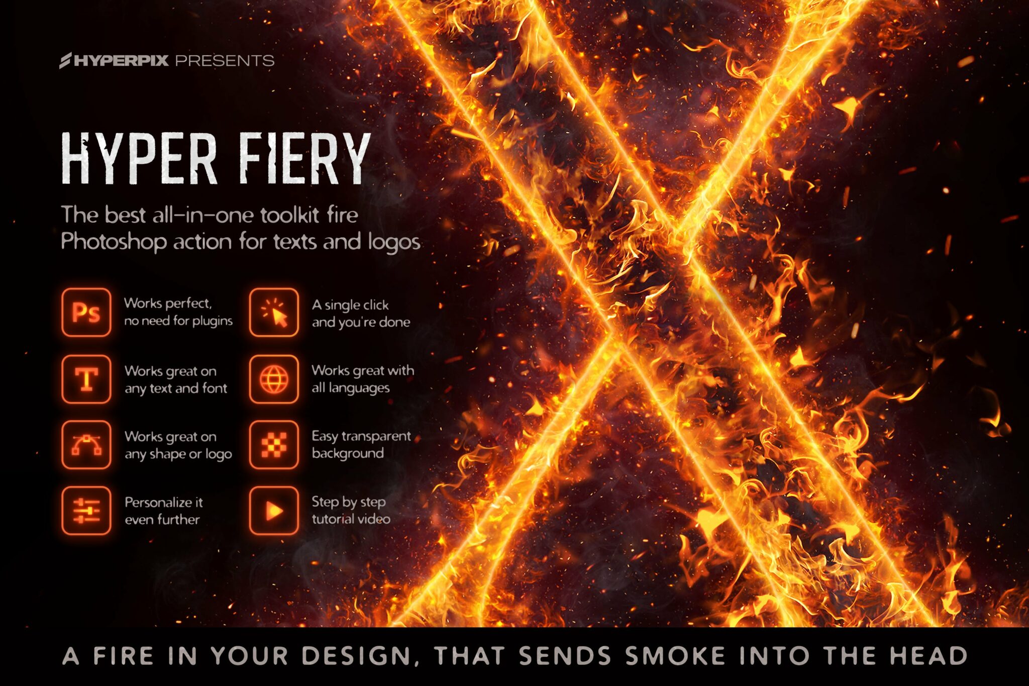 Hyper Fiery – Fire Photoshop Action – MasterBundles