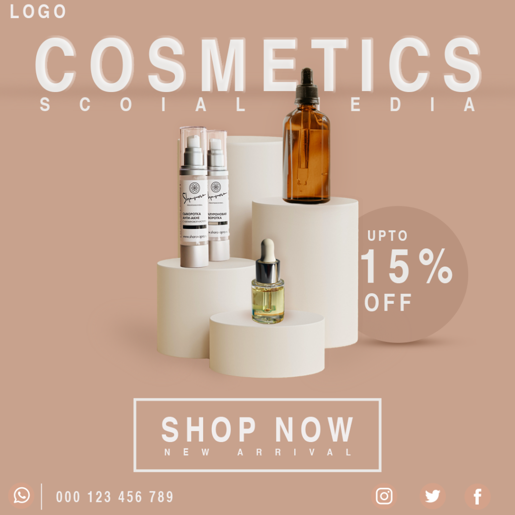 Fashion and beauty Instagram cosmetic social media post template ...