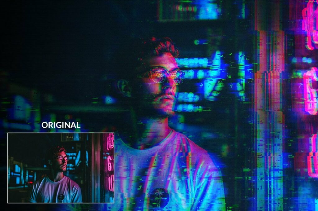 Glitch Effect Photoshop Action – MasterBundles