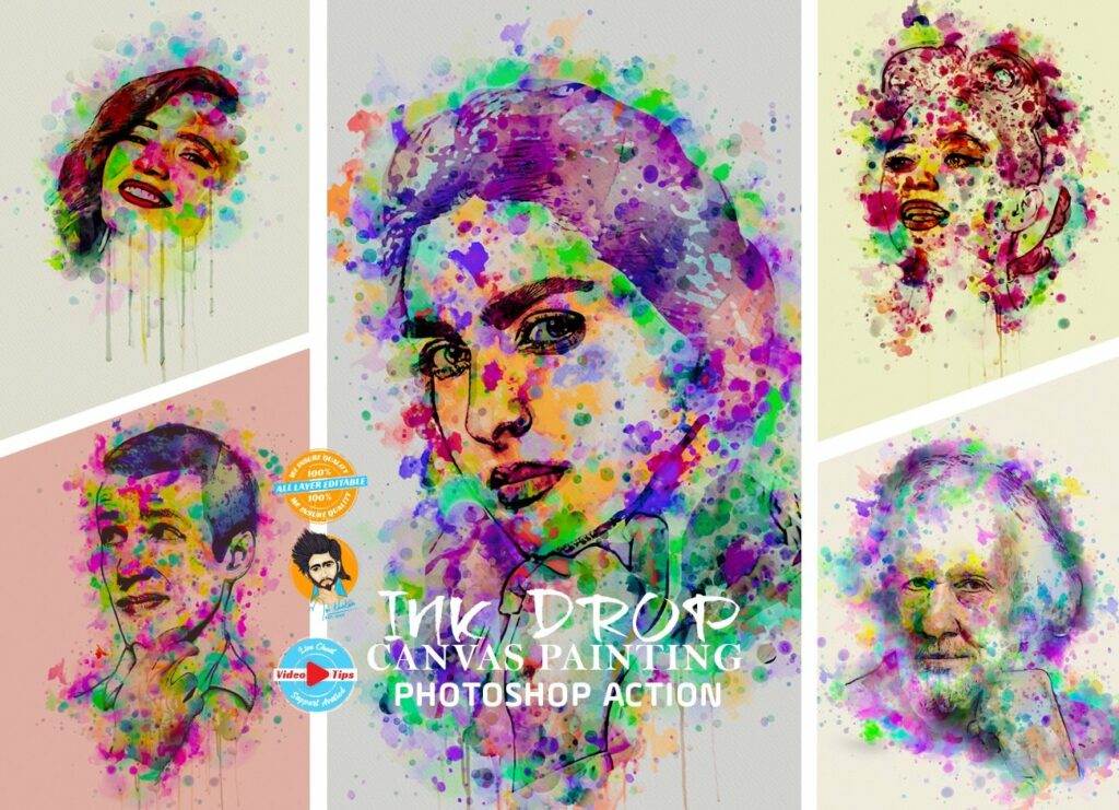 Ink Drop Painting Photoshop Action – MasterBundles