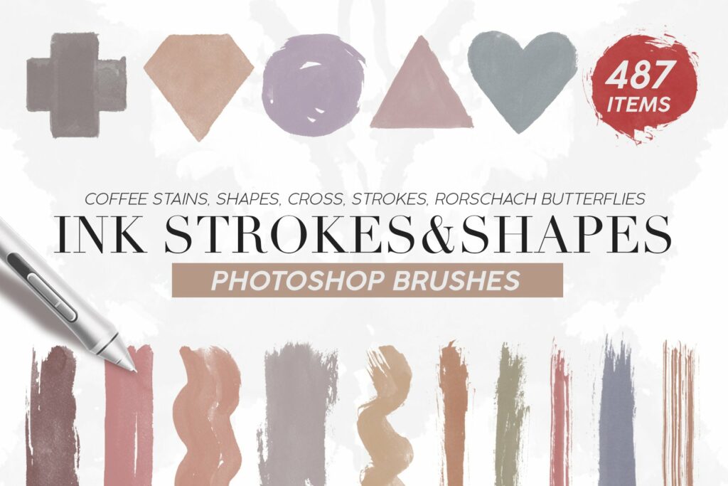 487 Ink Shapes Photoshop Brushes – MasterBundles