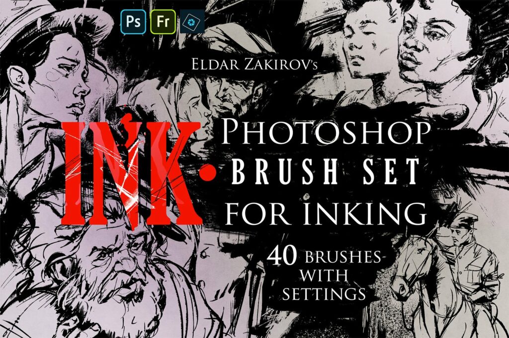 INK. 40 Photoshop Brushes for Inking – MasterBundles