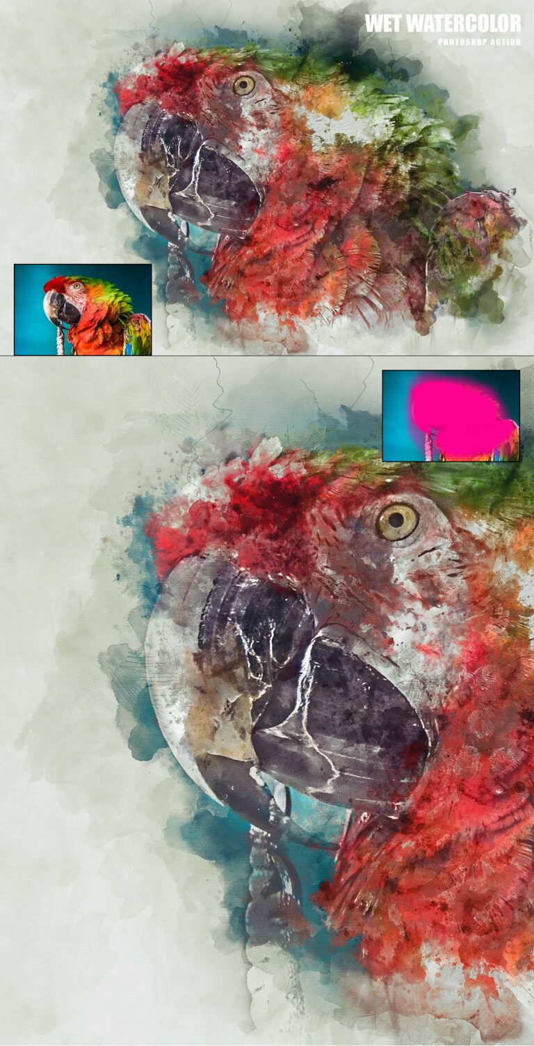 Wet Watercolor Photoshop Action – MasterBundles