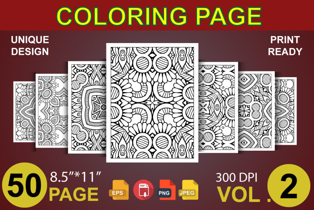 50 Adult Coloring Book Page For KDP - MasterBundles