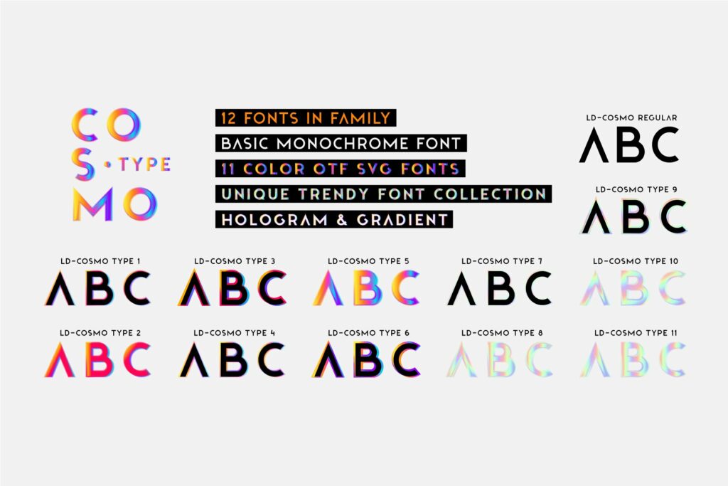 Cosmo. OTF-SVG Hologram family. – MasterBundles