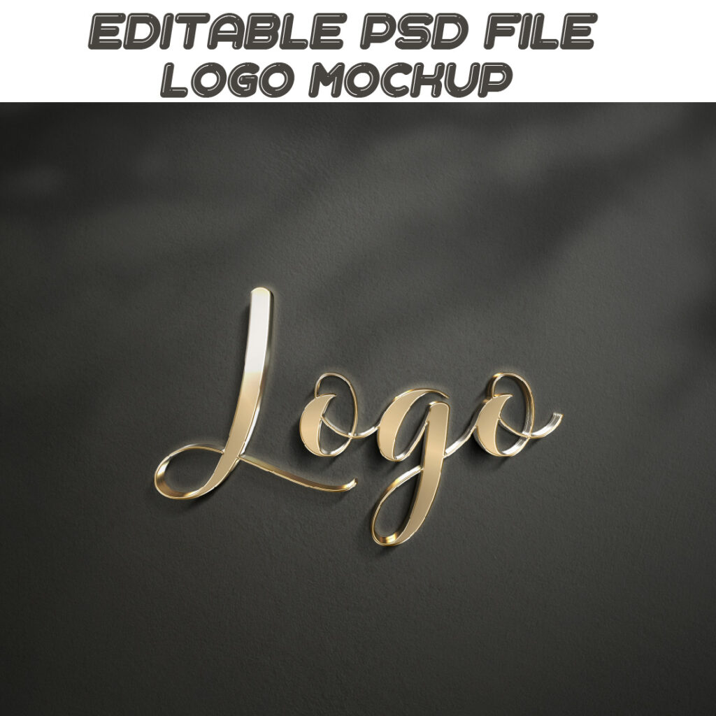 3D Golden Logo Mockup - MasterBundles
