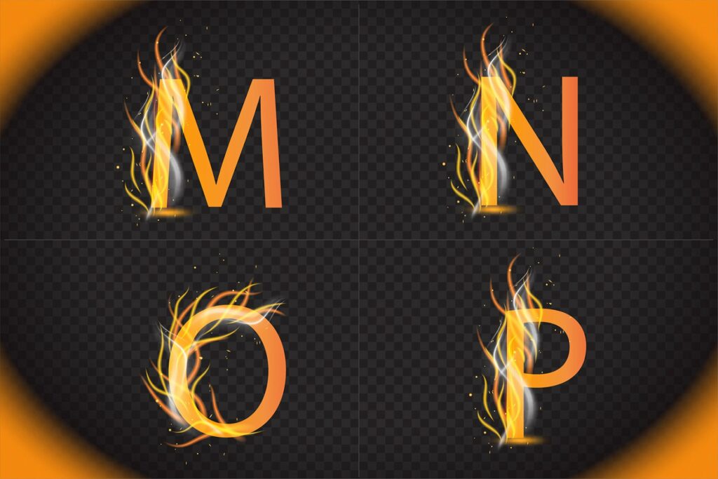 Fire Alphabet Letters Design – MasterBundles