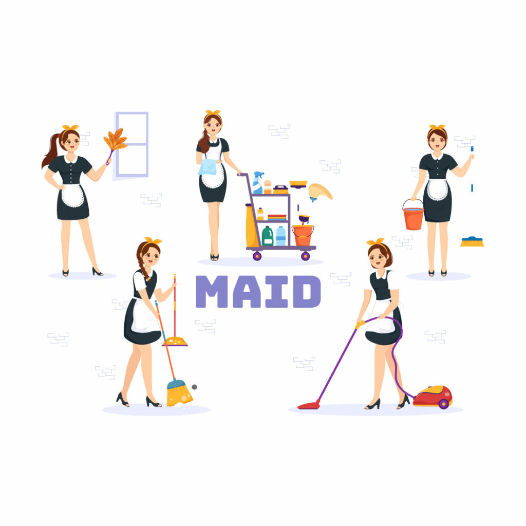 15 Professional Girl Maid Illustration - MasterBundles