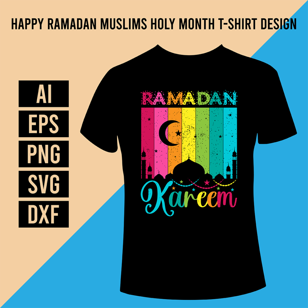 Happy Ramadan Muslims Holy Month T-Shirt Design - MasterBundles