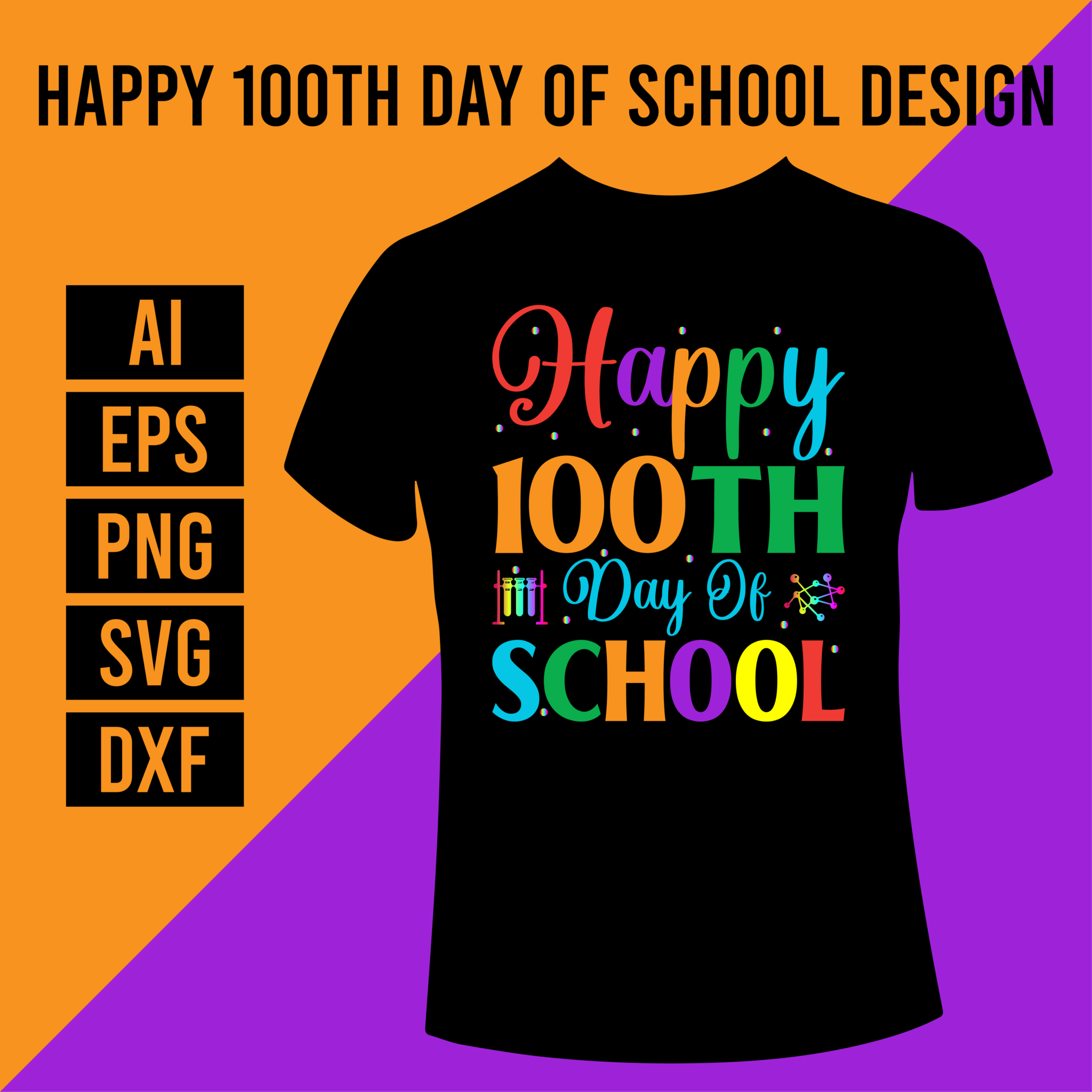 Happy 100th Day Of School T-Shirt Design - MasterBundles