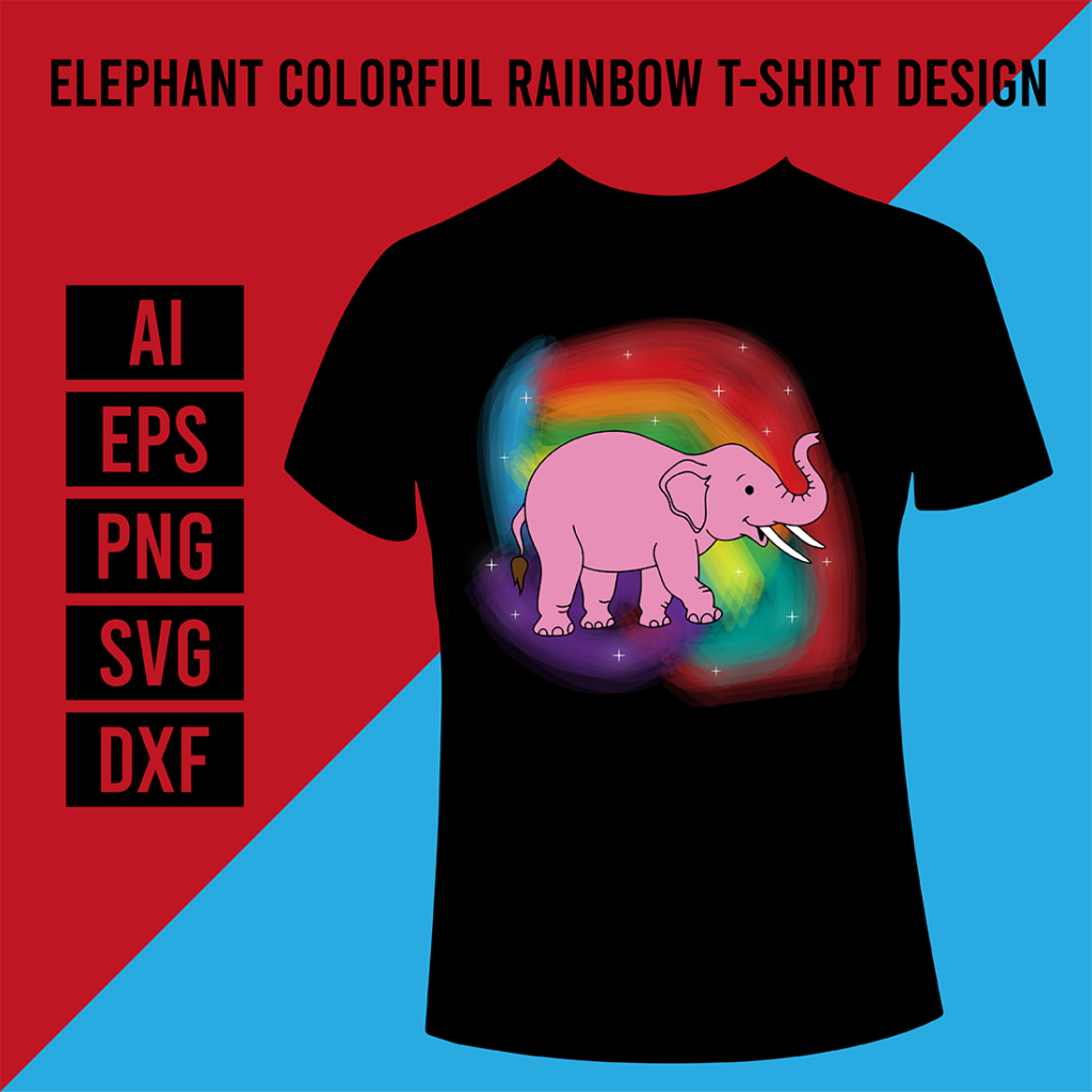 Elephant Colorful Rainbow T-Shirt Design - MasterBundles