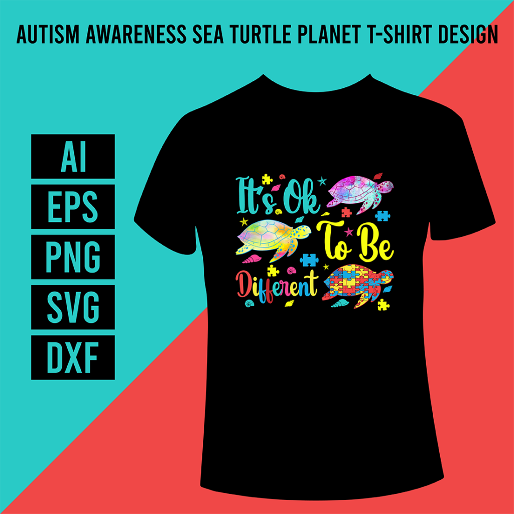 Autism Awareness Sea Turtle T-Shirt Design - MasterBundles