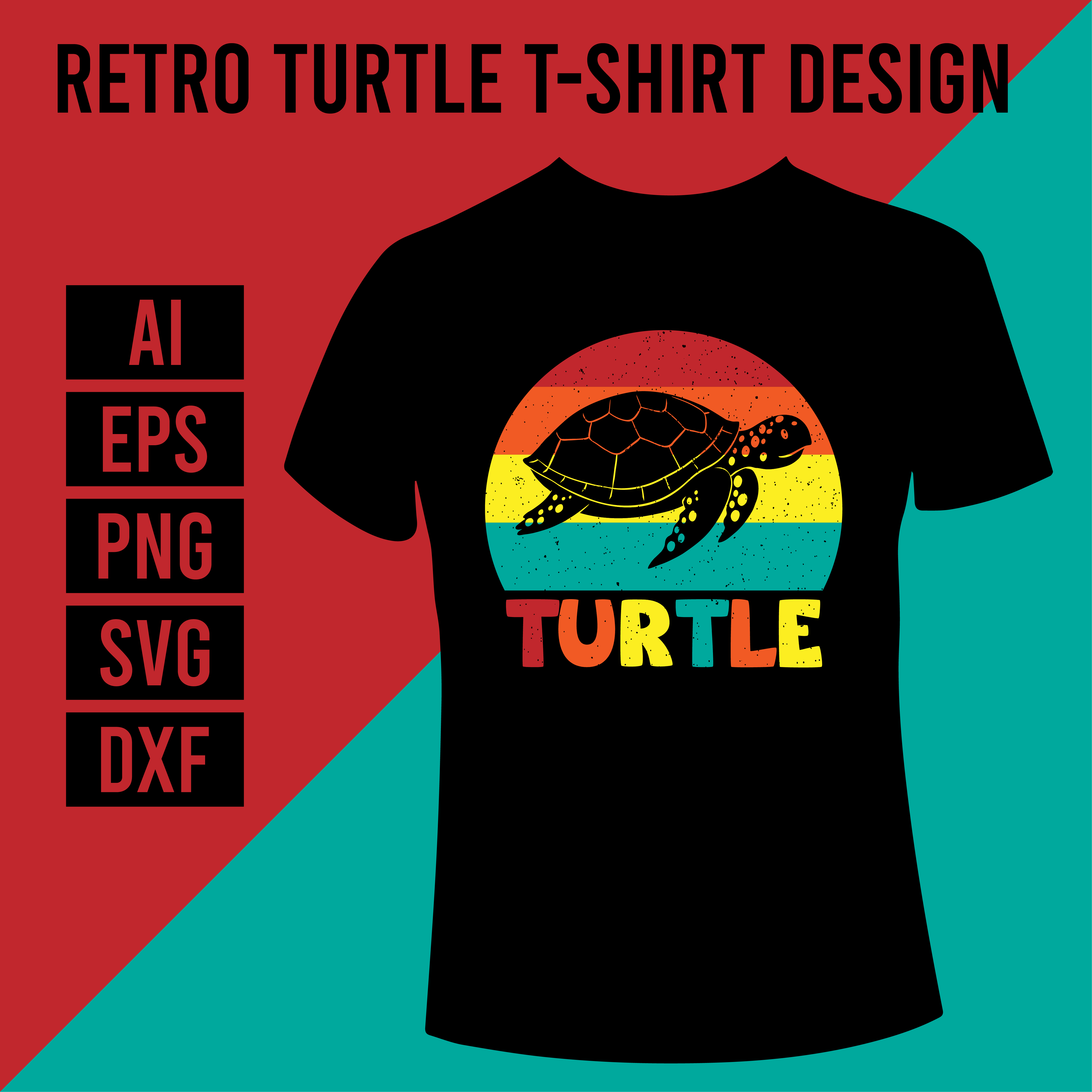 Retro Turtle T-Shirt Design - MasterBundles