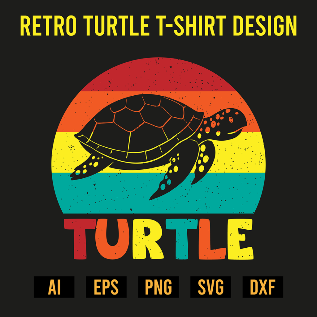 Retro Turtle T-Shirt Design - MasterBundles
