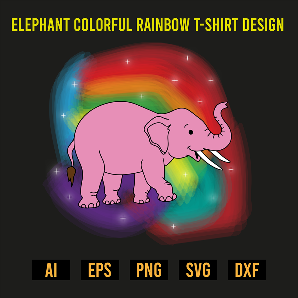 Elephant Colorful Rainbow T-Shirt Design - MasterBundles