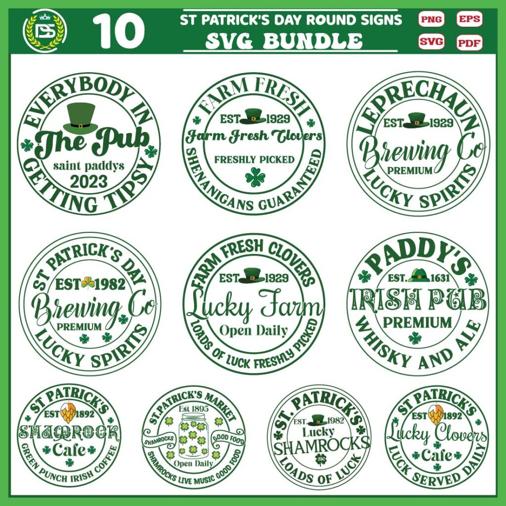 St Patrick’s Day Round Signs SVG Bundle - MasterBundles