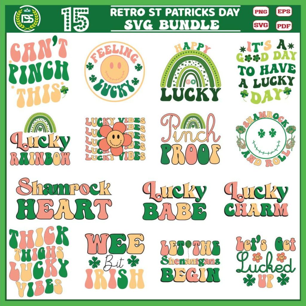 St Patrick’s Day SVG Bundle, Retro St Patricks Day svg - MasterBundles