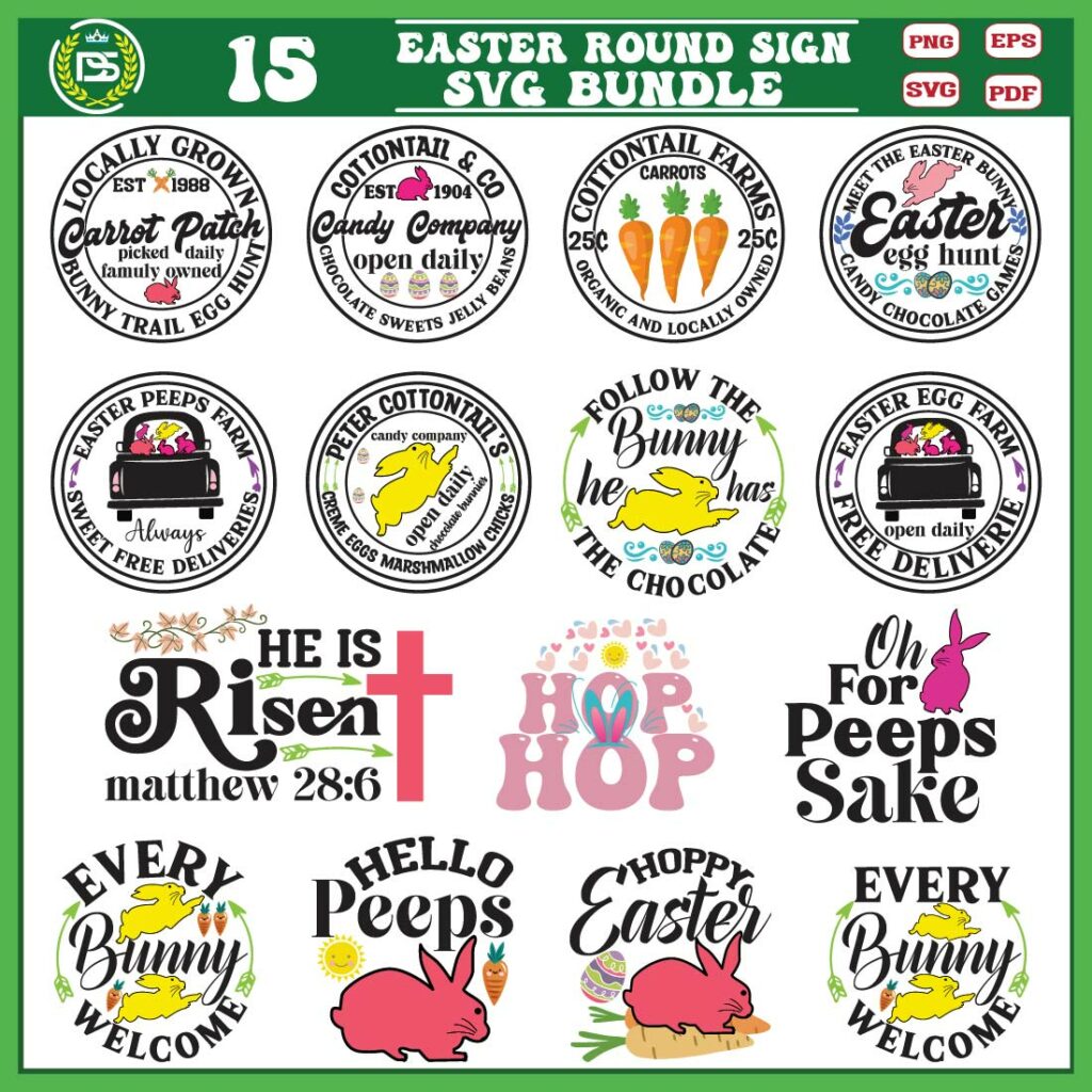 Easter Round Sign SVG Bundle, Easter Welcome Sign svg - MasterBundles