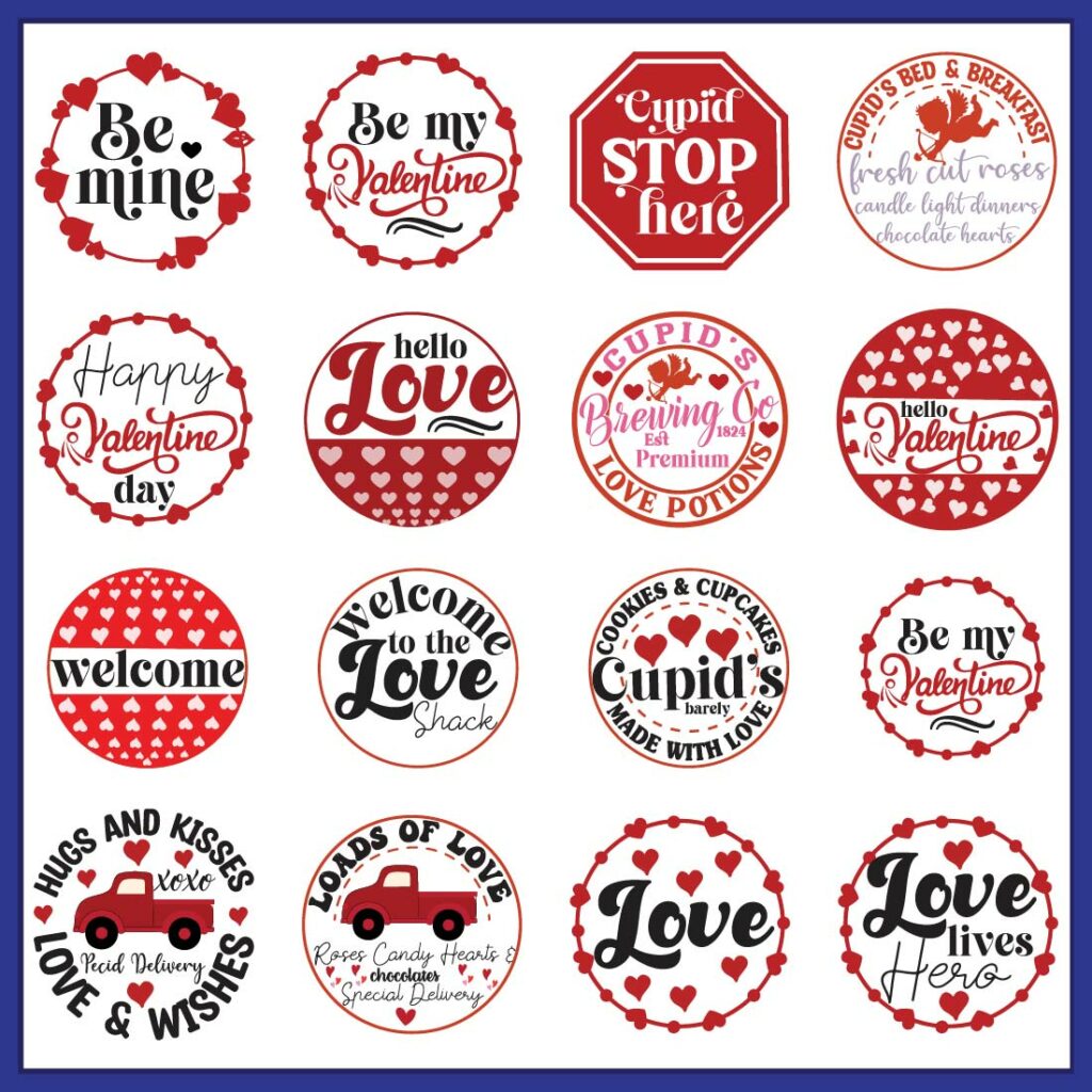 Valentine Round Sign Svg Bundle - MasterBundles