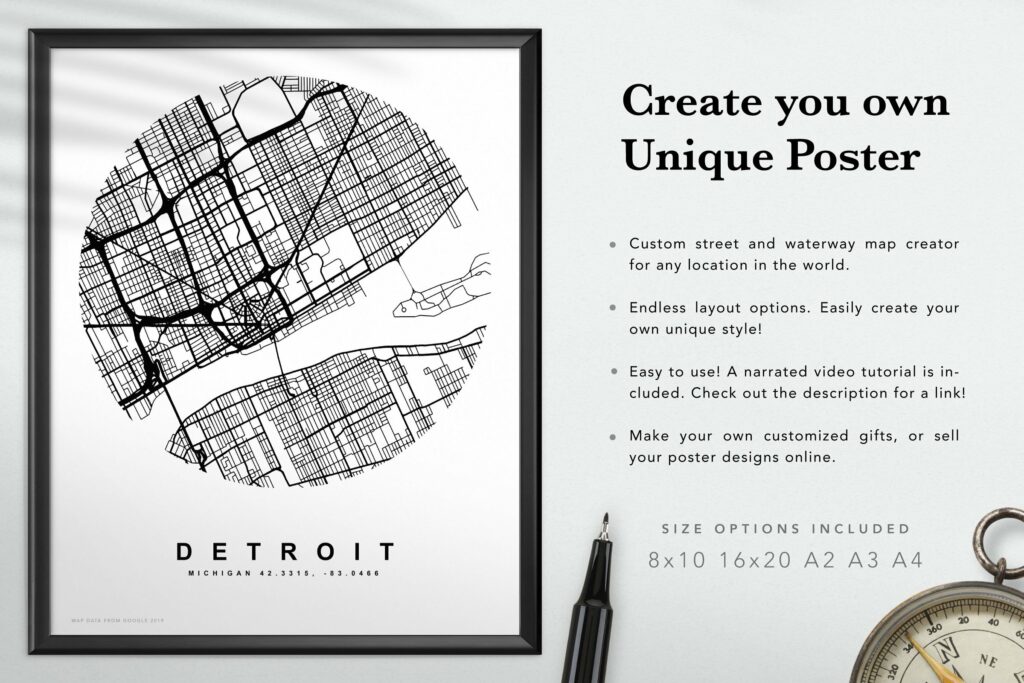 Map Poster Creator for Photoshop – MasterBundles