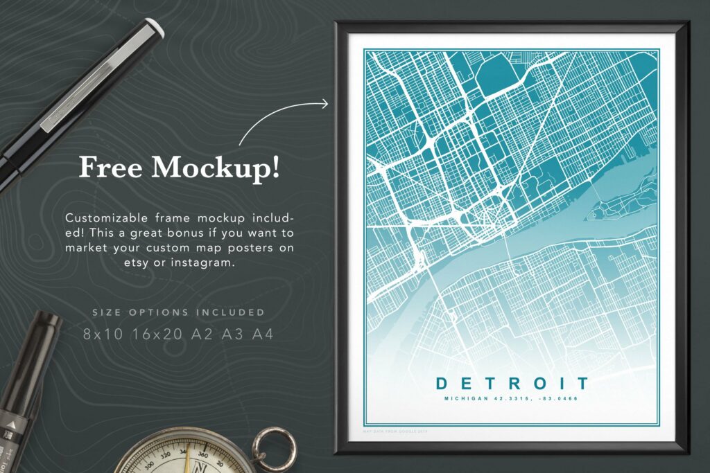 Map Poster Creator for Photoshop – MasterBundles
