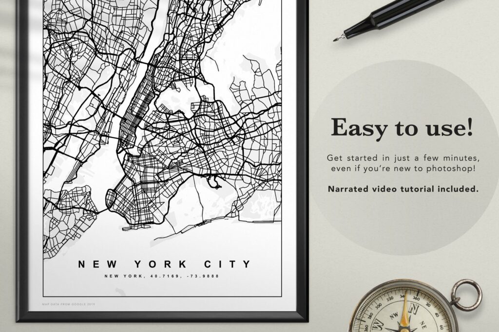 Map Poster Creator for Photoshop – MasterBundles