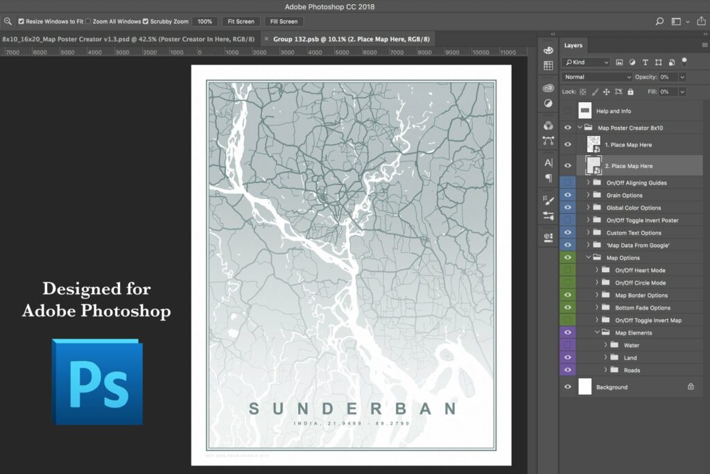 Map Poster Creator for Photoshop – MasterBundles