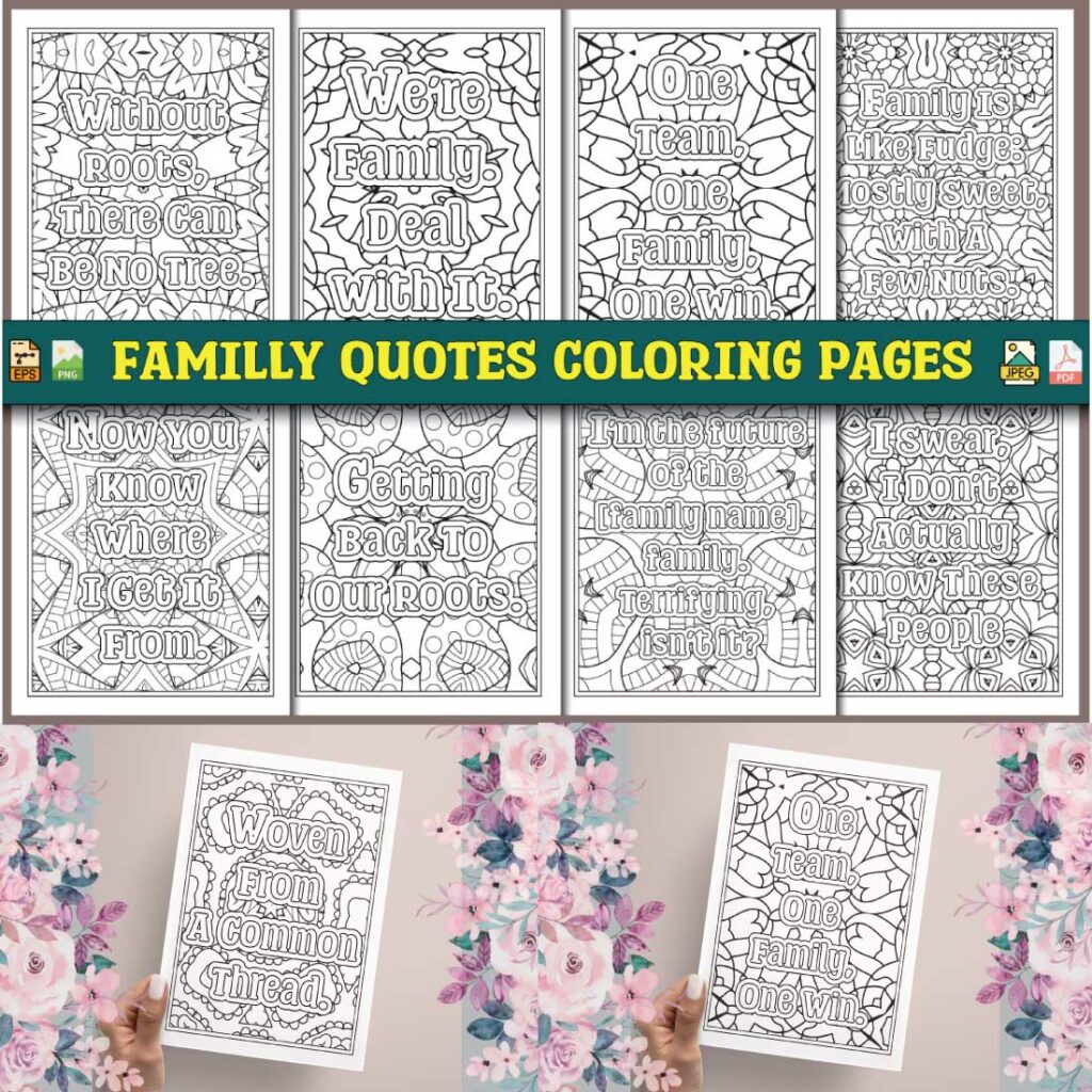 Familly Quotes Coloring pages - MasterBundles