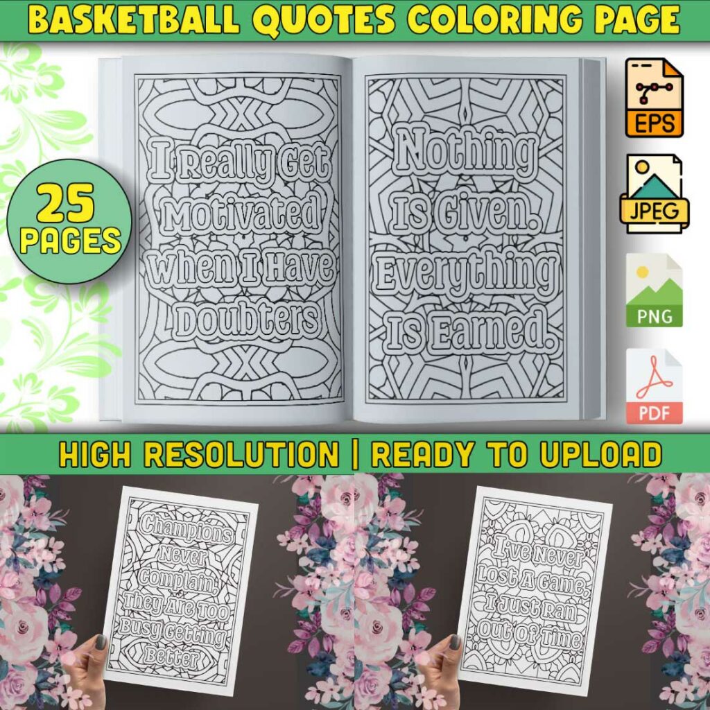 Basketball Quotes Coloring Pages - MasterBundles