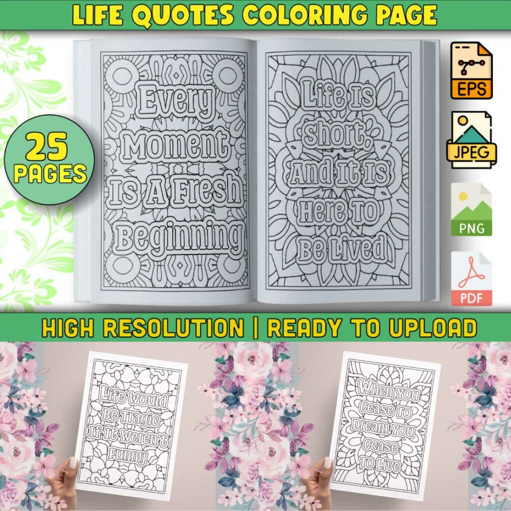 Life Quotes Coloring Pages - MasterBundles