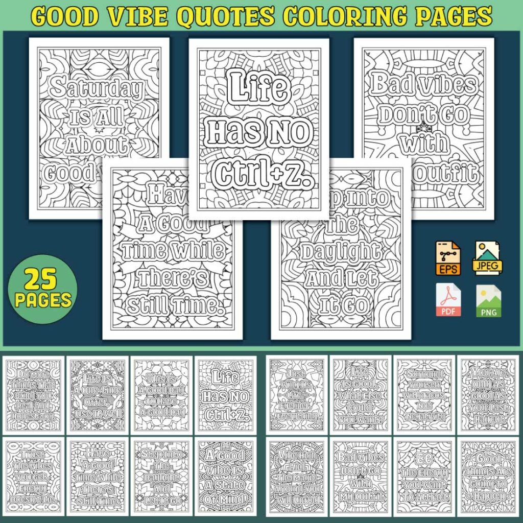 Good Vibe Quotes Coloring Pages - MasterBundles