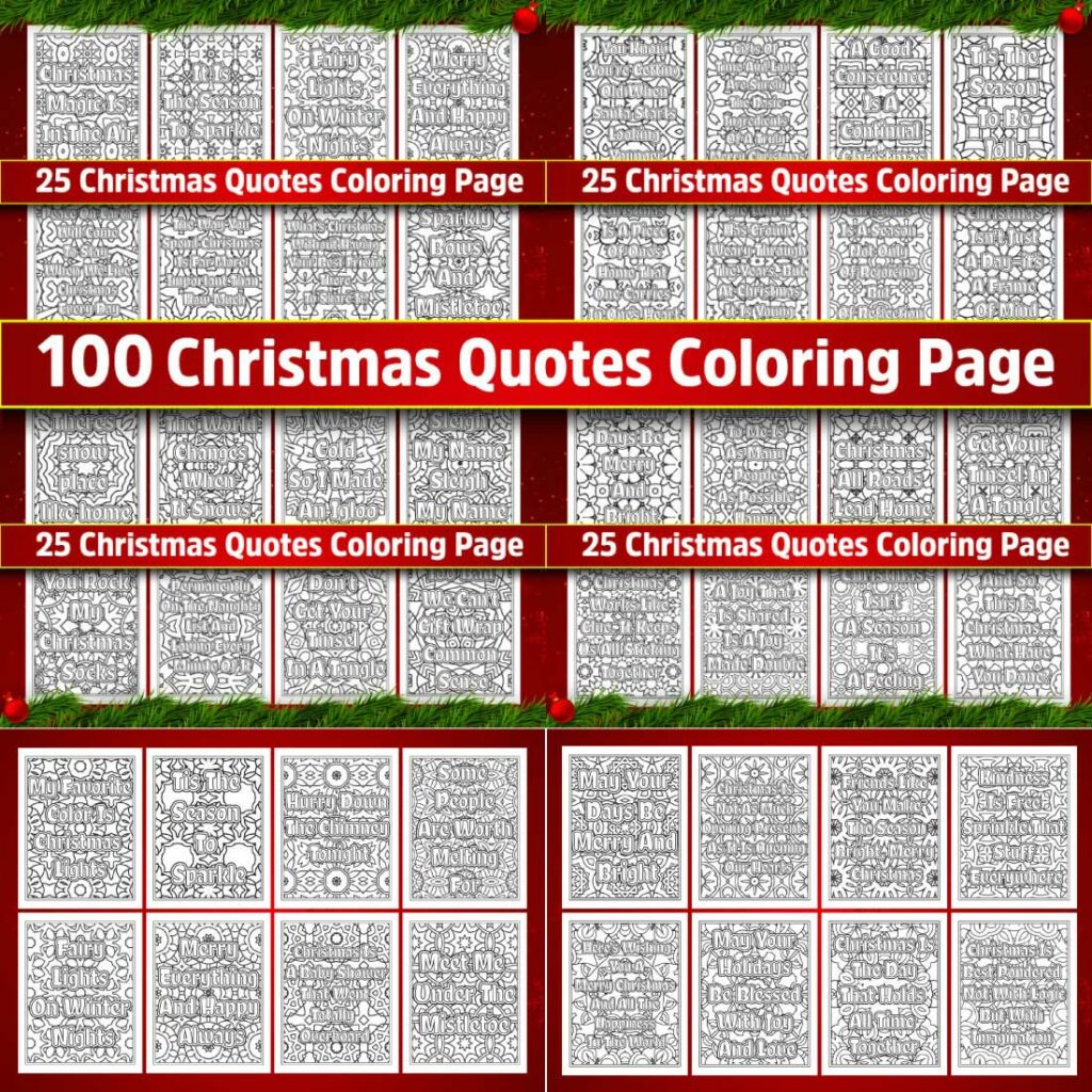 100 Christmas Quotes Coloring Page - MasterBundles