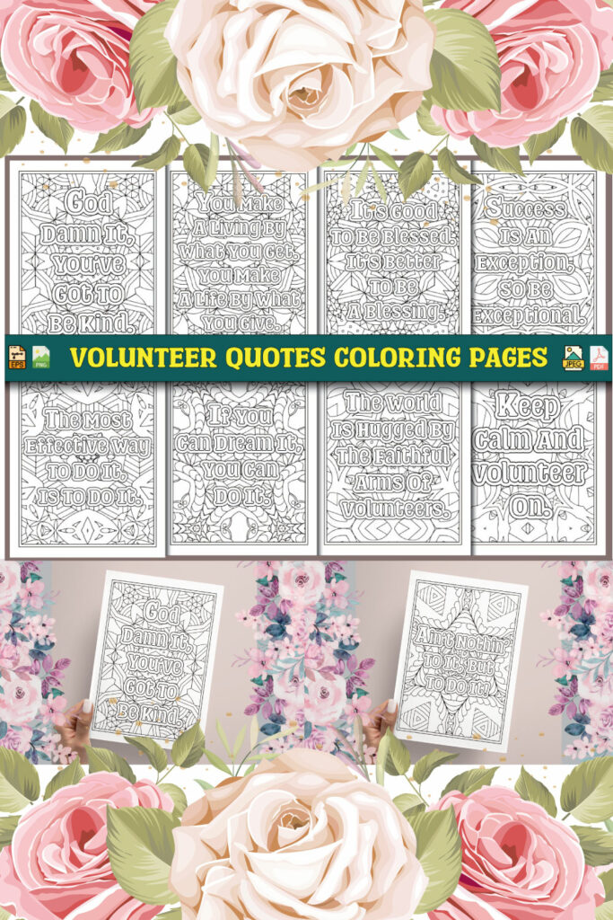Volunteer Quotes Coloring Pages for Adults KDP - MasterBundles