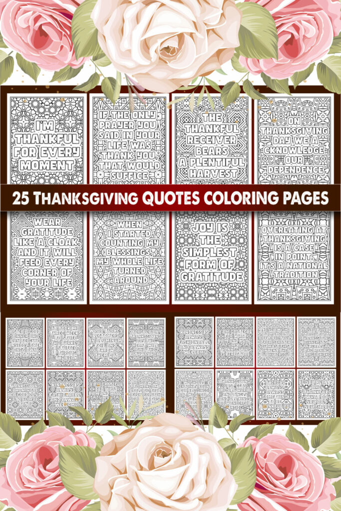 Thanks giving Quotes Coloring Page - MasterBundles