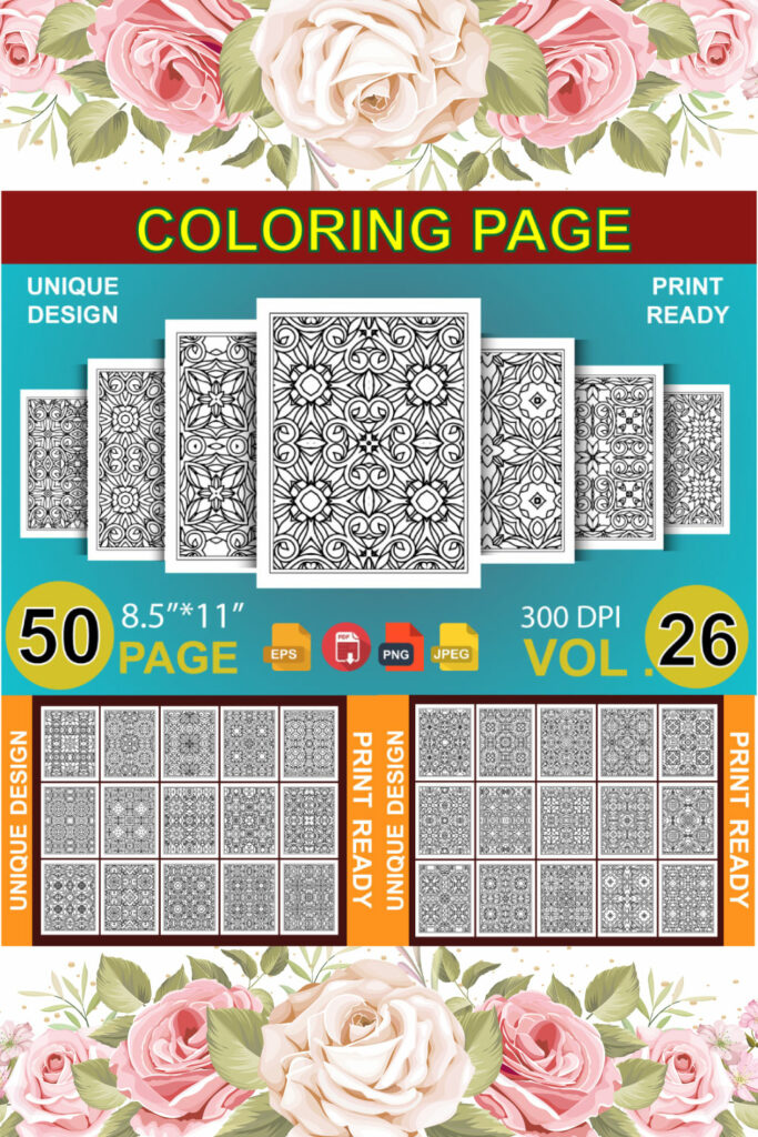 50 Adult Coloring Book Page KDP Design - MasterBundles