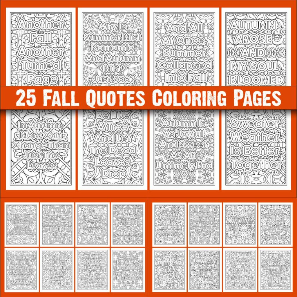 Fall Quotes Coloring Page - MasterBundles