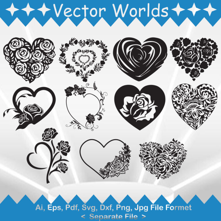 Heart Roses SVG Vector Design - MasterBundles