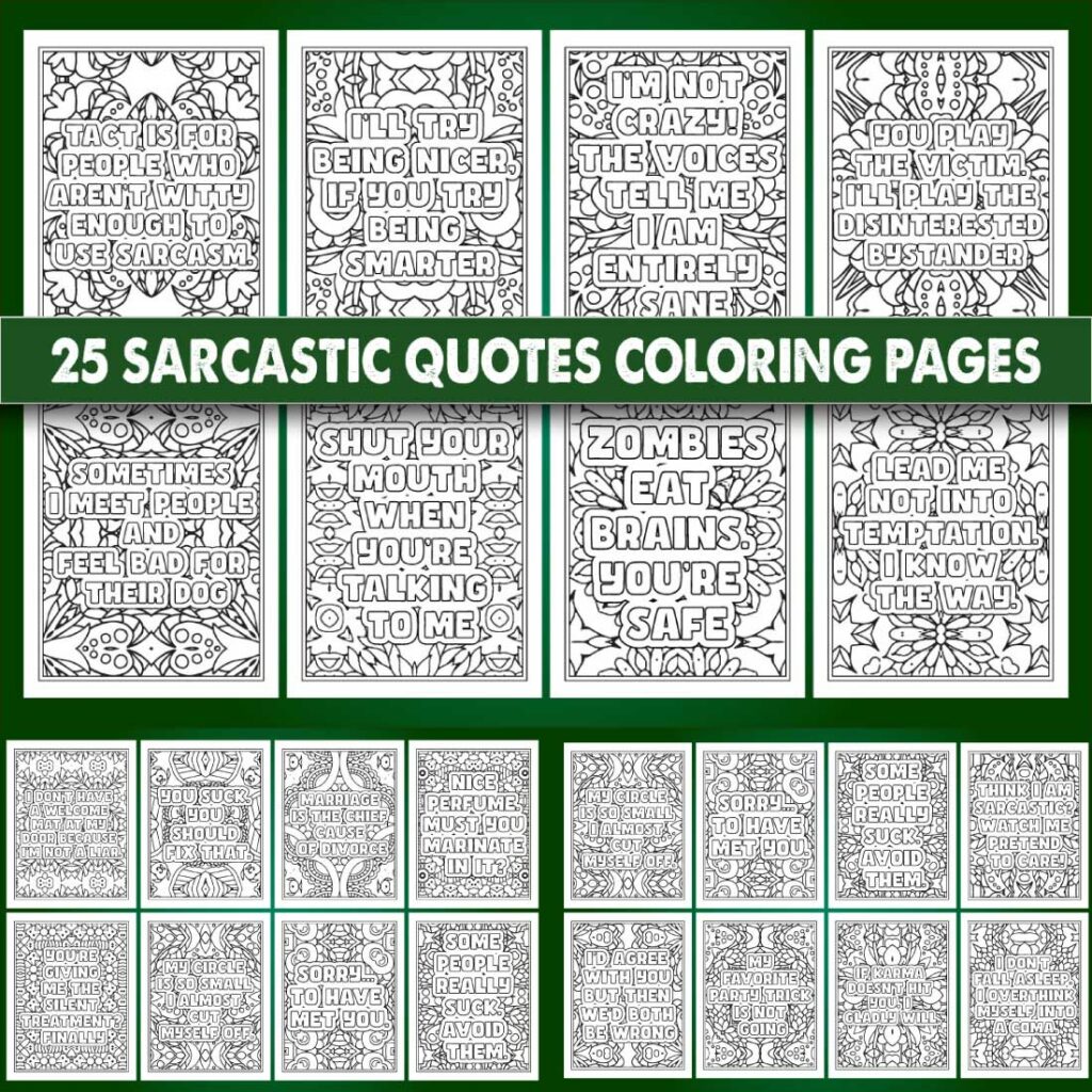 Sarcastic Quotes Coloring Page for Adults KDP - MasterBundles