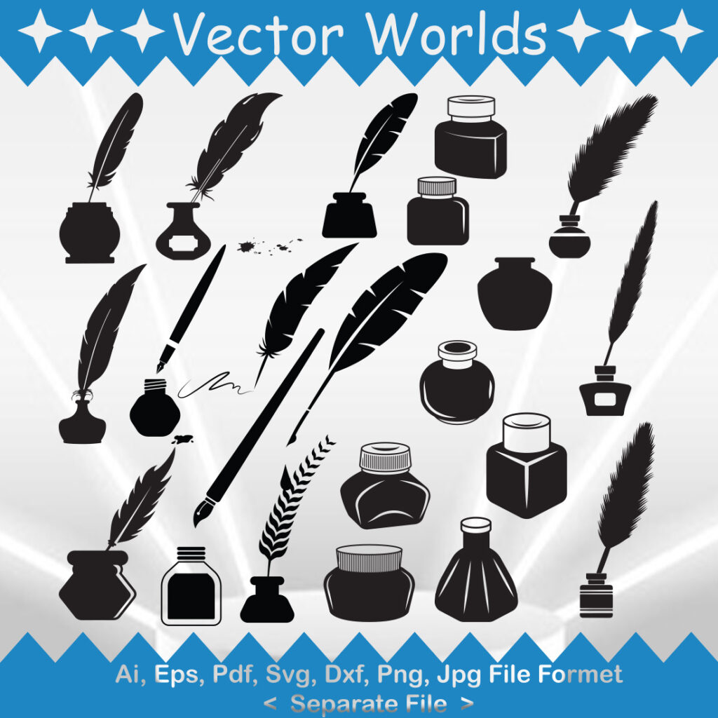 Inkwell Pen SVG Vector Design - MasterBundles