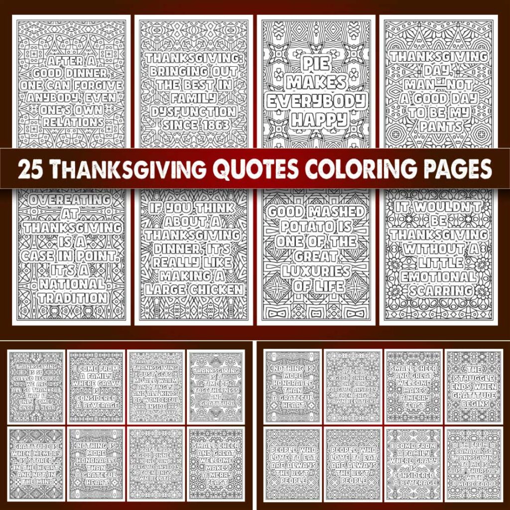 Thanks giving Quotes Coloring Page - MasterBundles