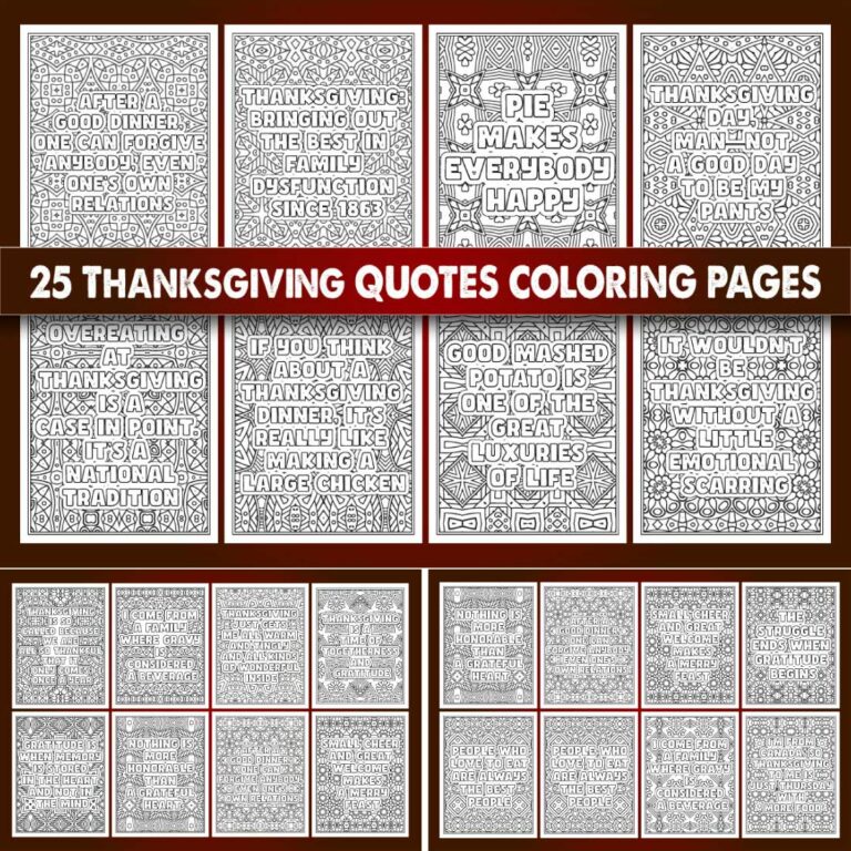 Thanks giving Quotes Coloring Page - MasterBundles