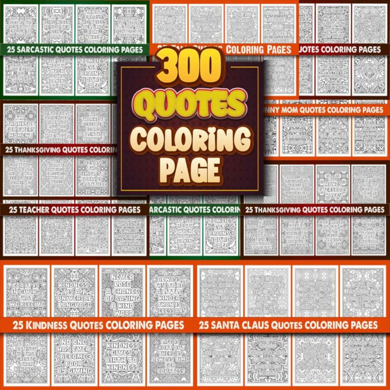300 Quotes Coloring Pages Bundle - MasterBundles