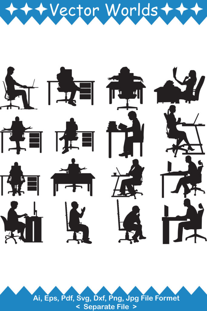 Man Office Sitting SVG Vector Design - MasterBundles