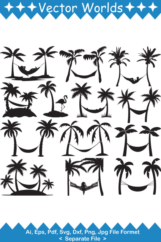 Palm Trees and Hammock SVG Vector Design - MasterBundles