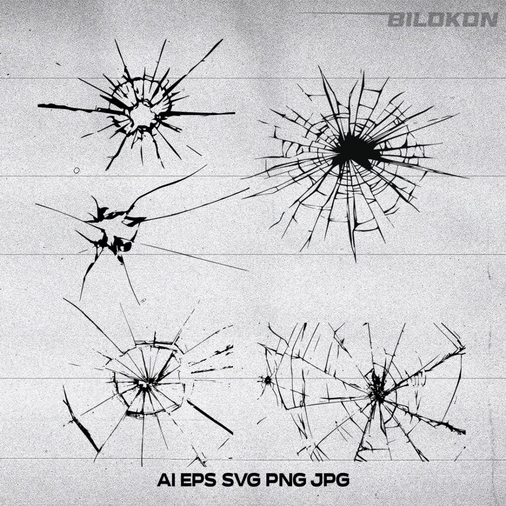 Broken glass set, Cracked effect, SVG Vector - MasterBundles
