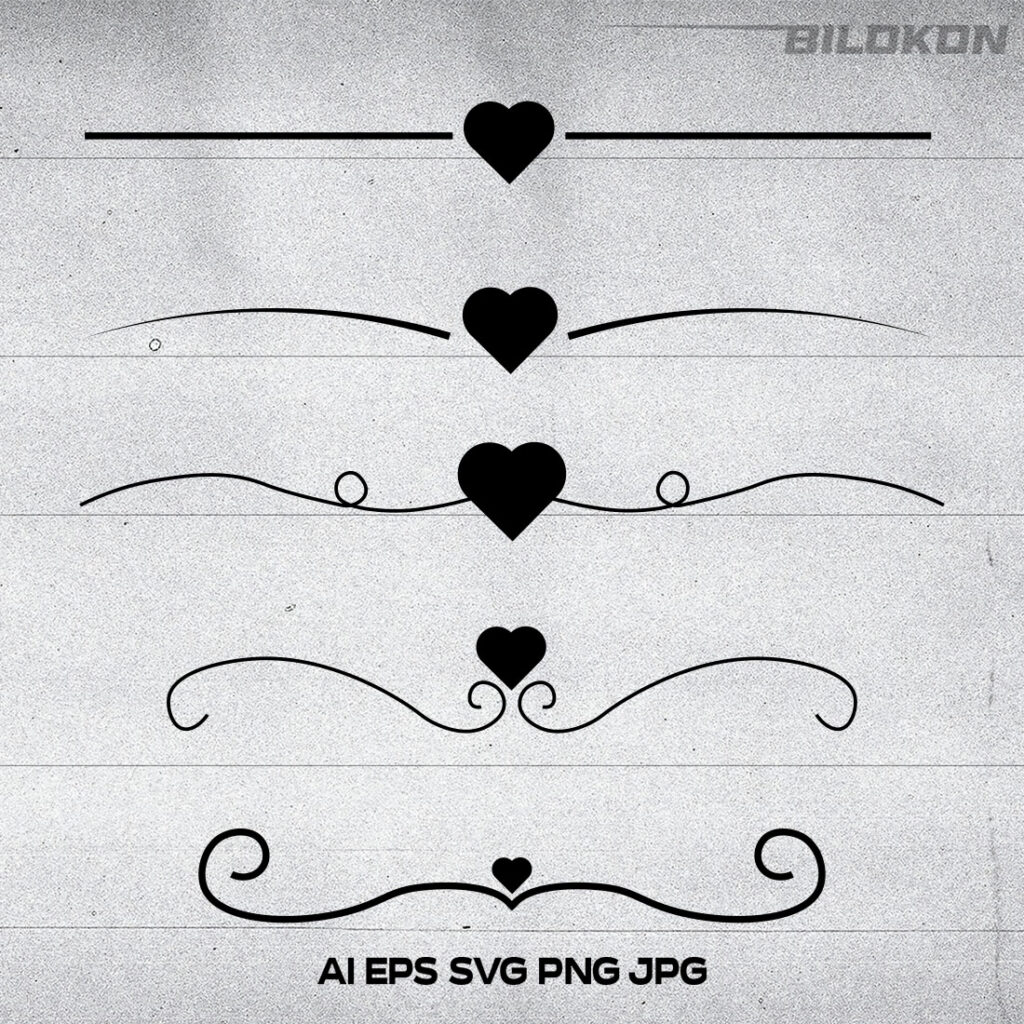 Heart line set, decorative design line art, SVG Vector - MasterBundles