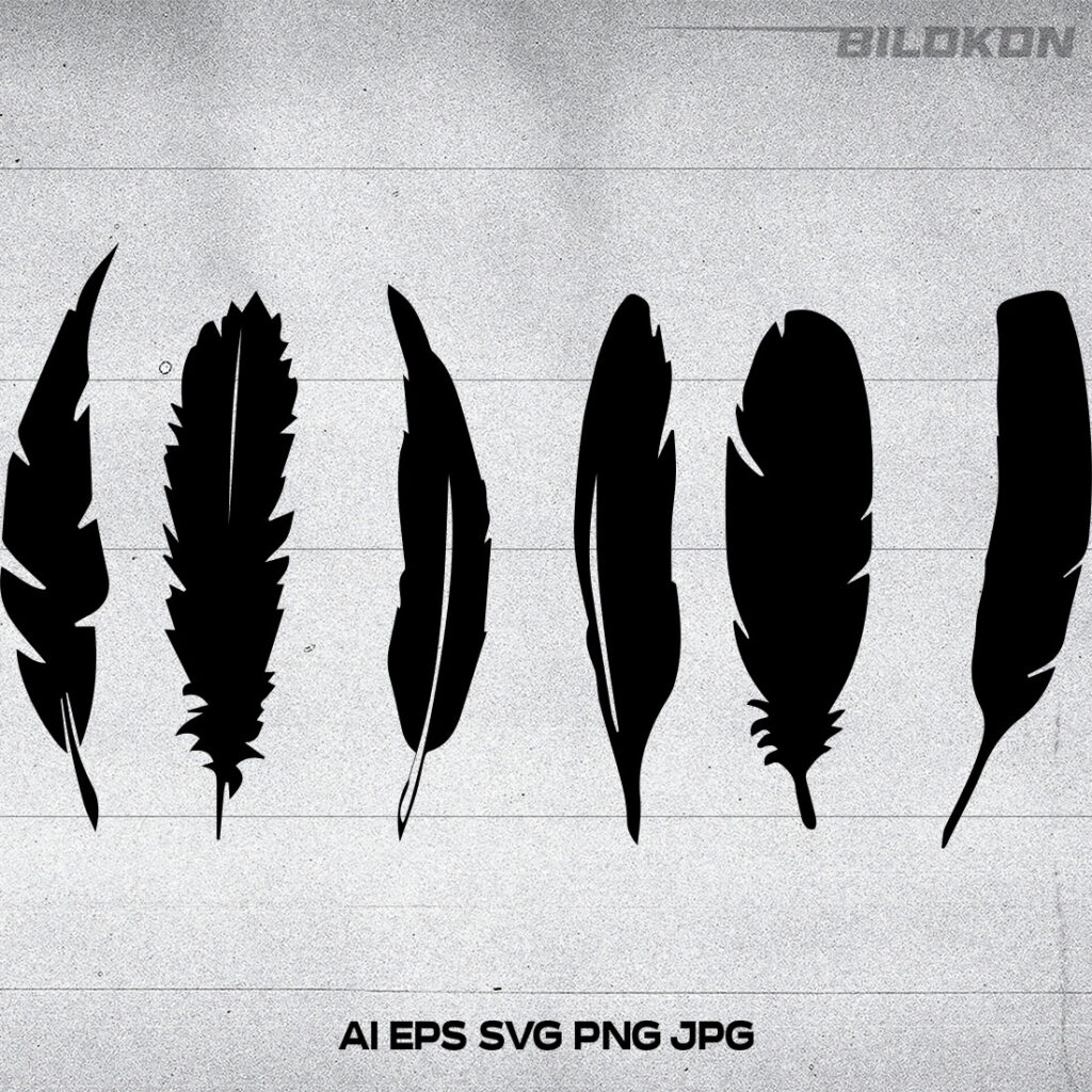 Feathers silhouette set icon, SVG Vector - MasterBundles
