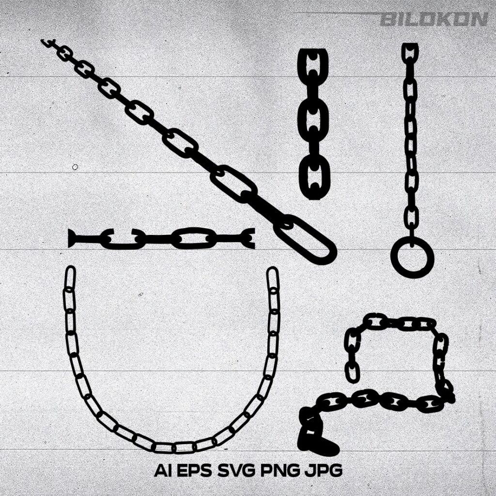 Chains silhouette set , SVG Vector - MasterBundles