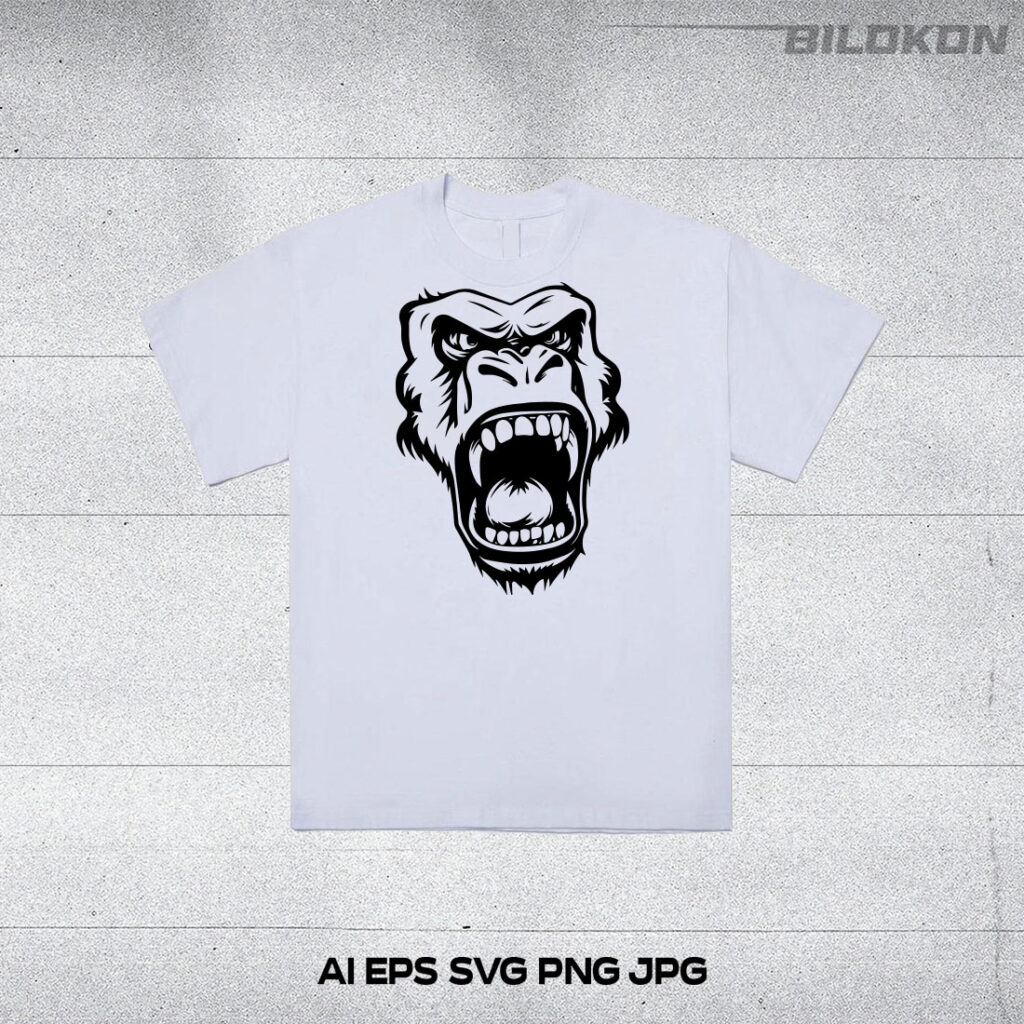 Angry monkey gorilla face, monkey face, SVG Vector - MasterBundles
