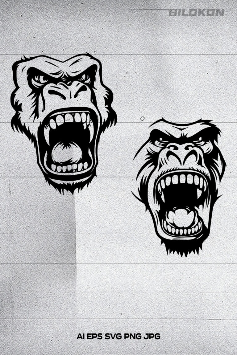 Angry monkey gorilla face, monkey face, SVG Vector - MasterBundles
